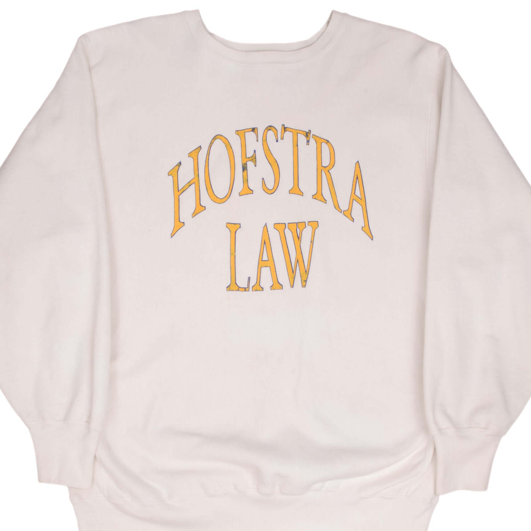 VINTAGE CHAMPION REVERSE WEAVE HOFSTRA LAW WHITE SWEATSHIRT 1980S XL ...