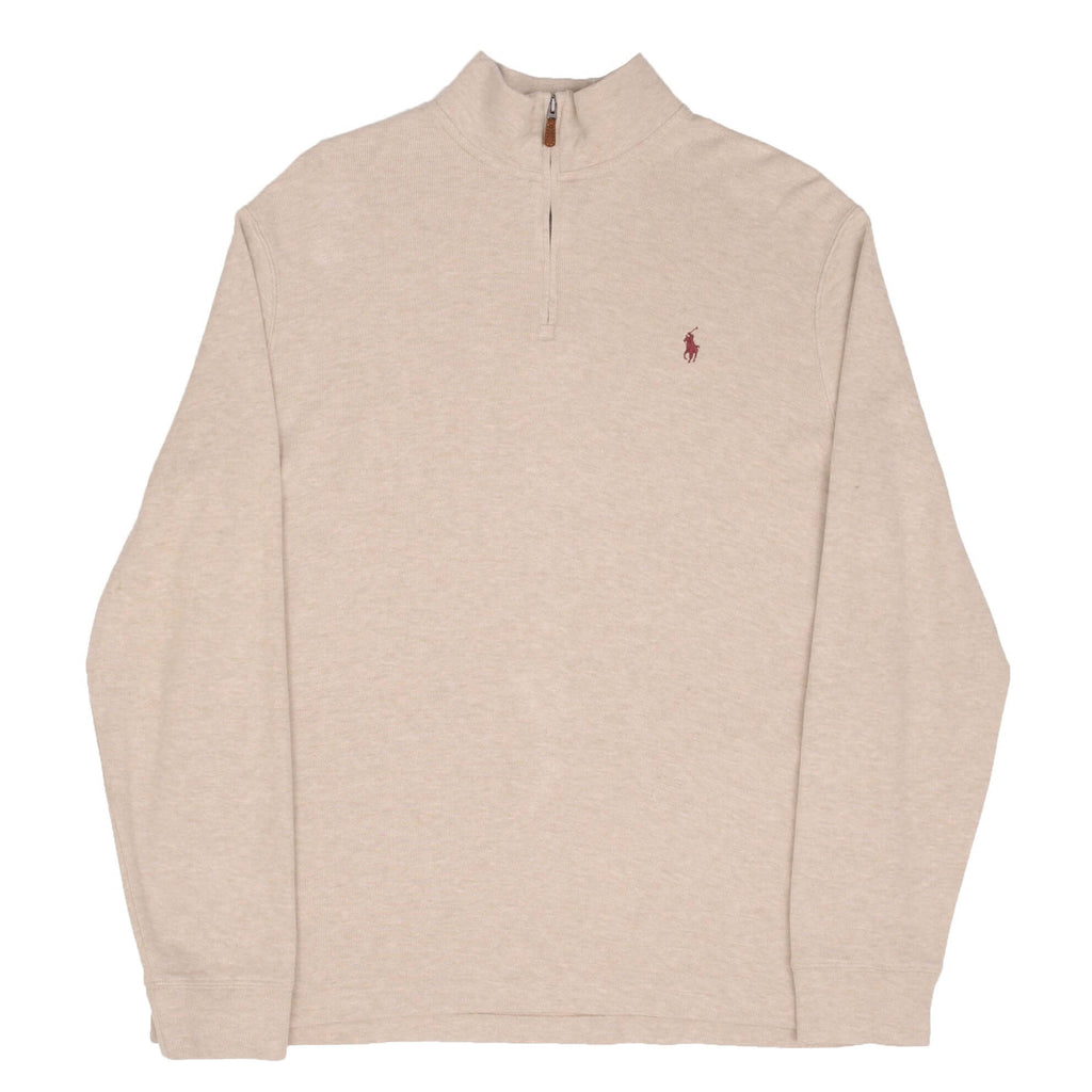 POLO RALPH LAUREN BEIGE QUARTER 1/4 ZIP SWEATER SIZE LARGE – Vintage ...
