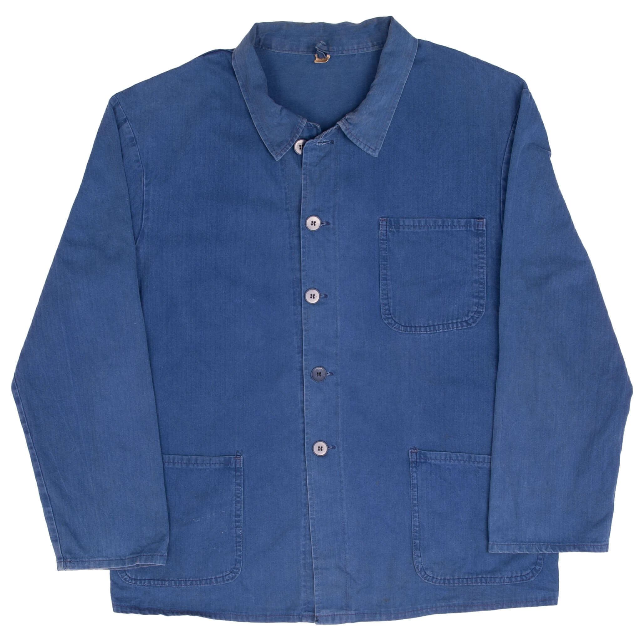 VINTAGE FRENCH WORKWEAR TWILL HERRINGBONE HBT JACKET 1960S SIZE XL – Vintage rare usa