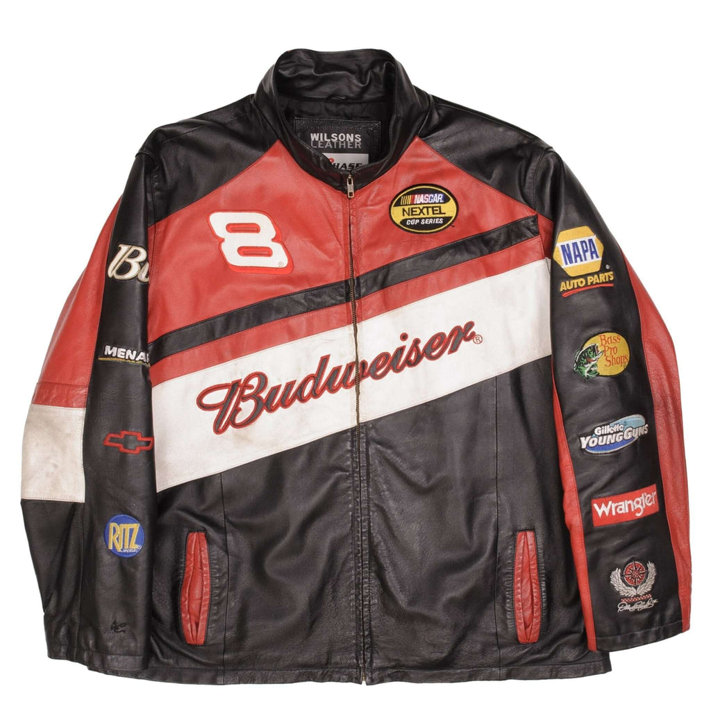 VINTAGE NASCAR DALE EARNHARDT JR BUDWEISER LEATHER JACKET 2000S SIZE X ...