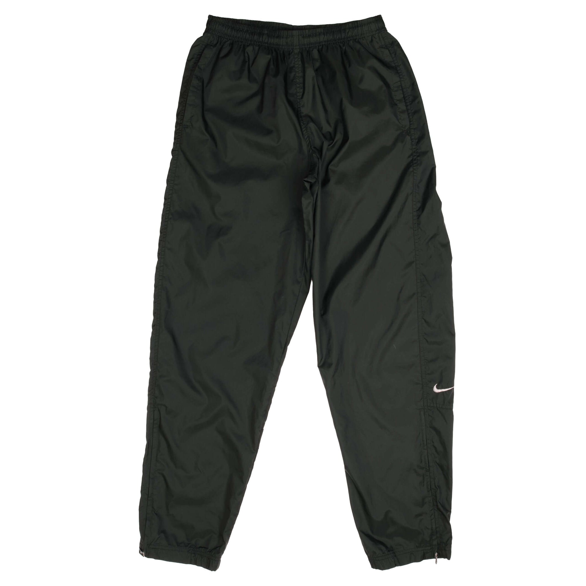 VINTAGE NIKE CLASSIC SWOOSH GREEN NYLON TRACK PANTS 1990S SIZE MEDIUM